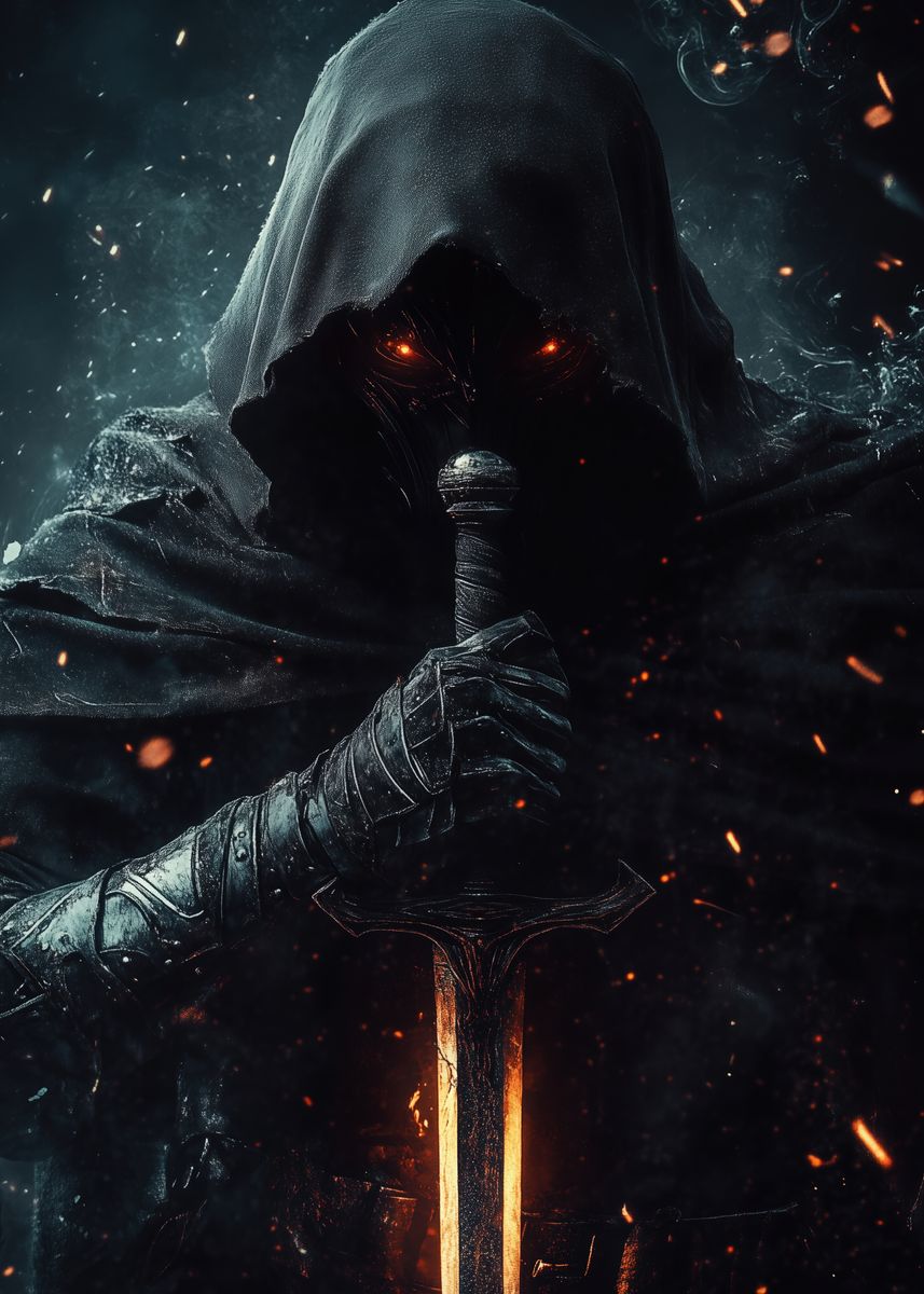 'Dark Knight with Sword' Poster, picture, metal print, paint by ...