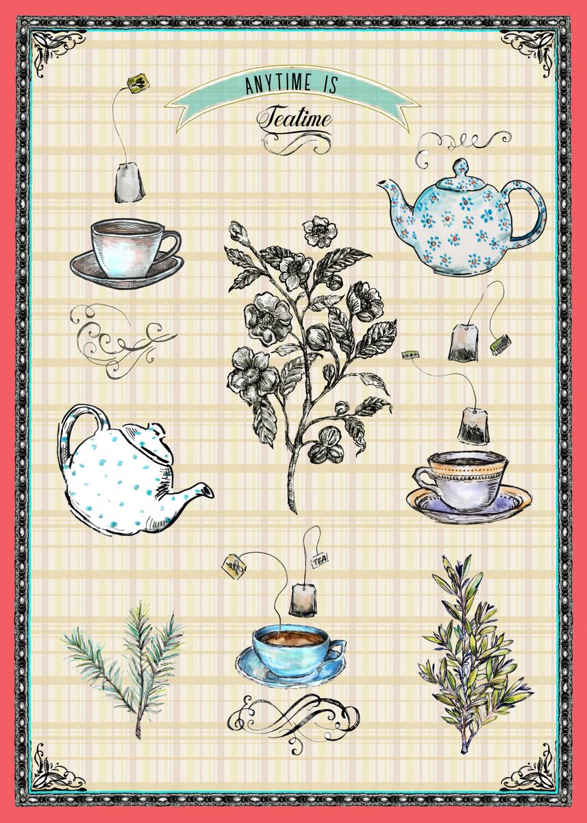 'Anytime is Tea Time' Poster, picture, metal print, paint by Fanitsa ...