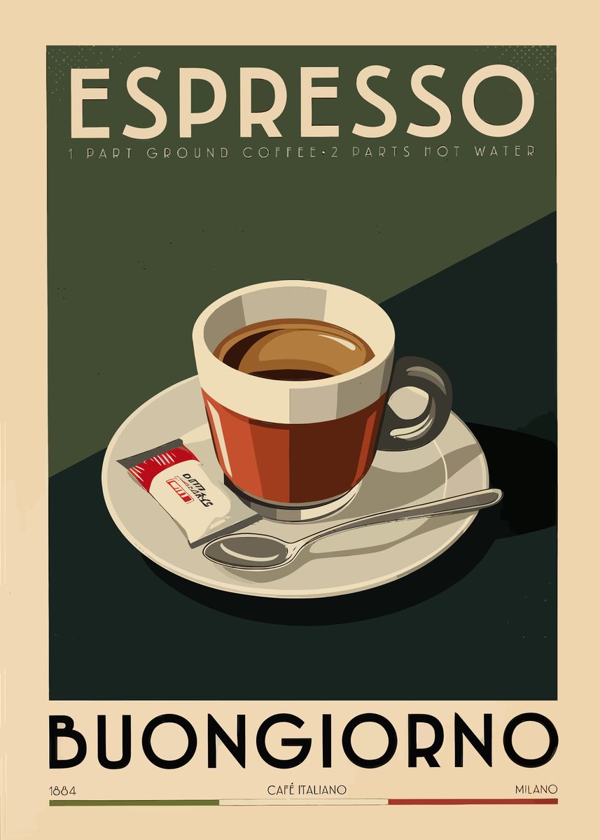 'Espresso Buongiorno Poster' Poster, picture, metal print, paint by Bee ...