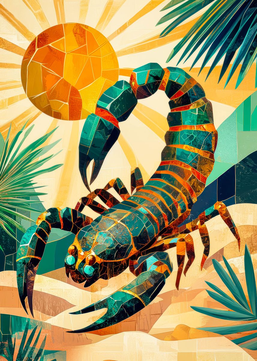 'Geometric Scorpion Desert Aura Art' Poster, picture, metal print ...