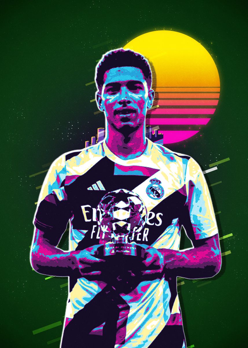 'Vini jr Football Player in Retro Style' Poster, picture, metal print ...