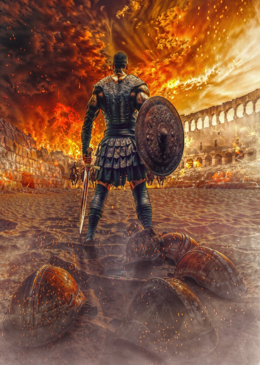 'Gladiator ready for battle' Poster, picture, metal print, paint by ...