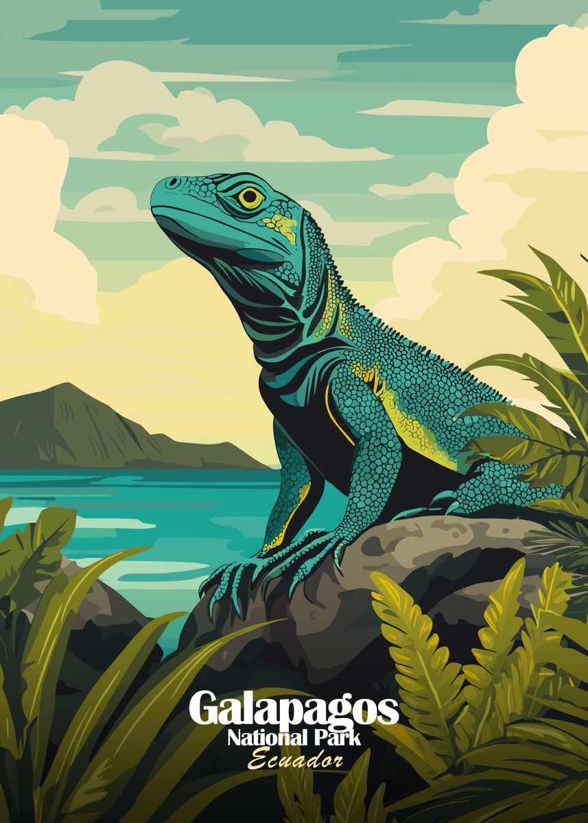 'Galapagos Iguana Poster' Poster, picture, metal print, paint by Logan ...