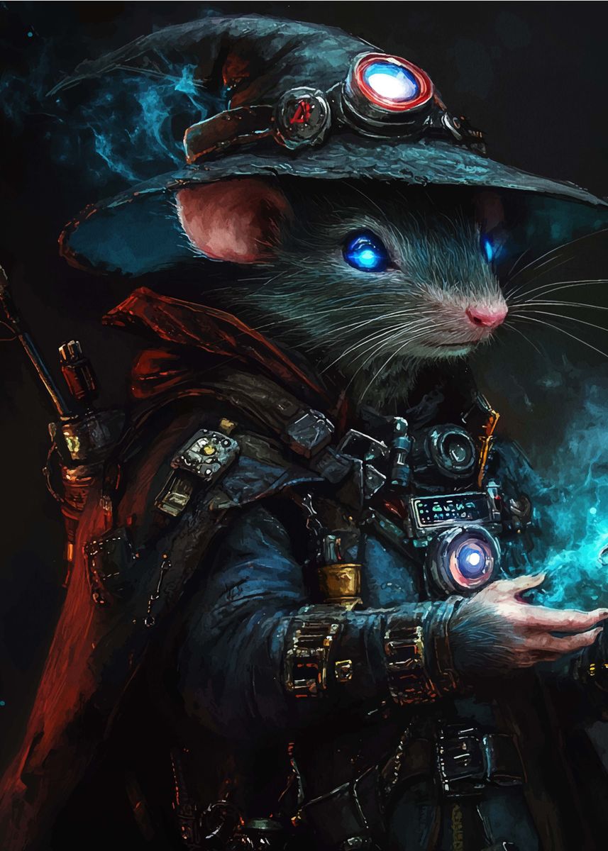 'Steampunk Mouse Wizard' Poster, picture, metal print, paint by Johnnie ...