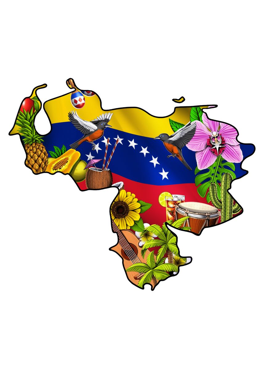 'Venezuela Map' Poster, picture, metal print, paint by Psychonautica ...