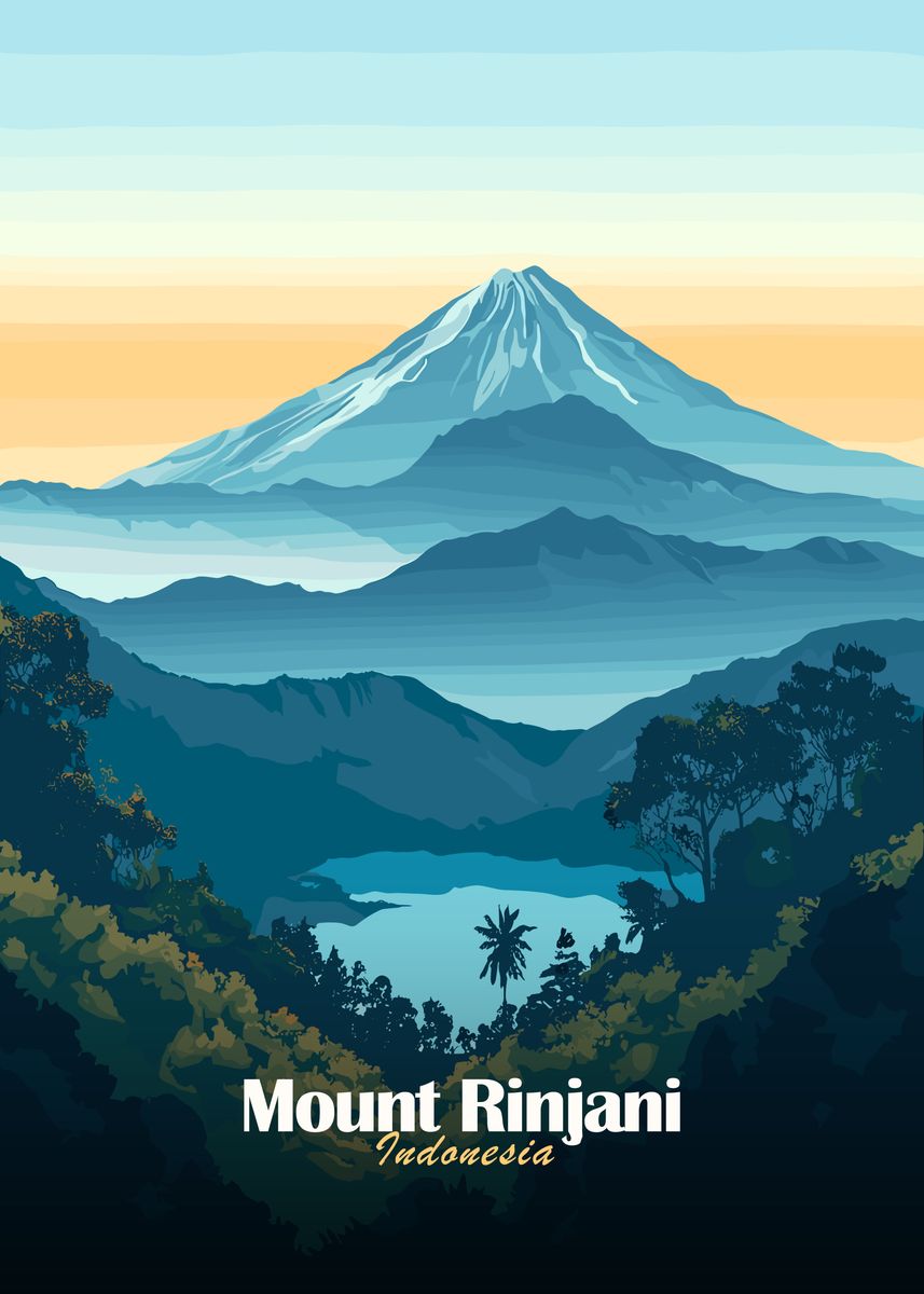 'Mount Rinjani, Indonesia' Poster, picture, metal print, paint by Mason ...