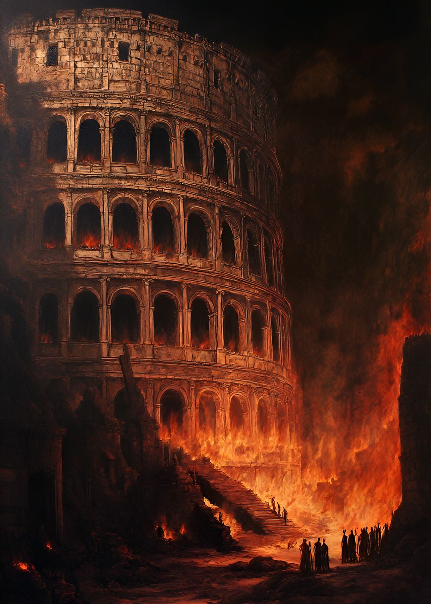 'Colosseum in Flames' Poster, picture, metal print, paint by Gervail ...