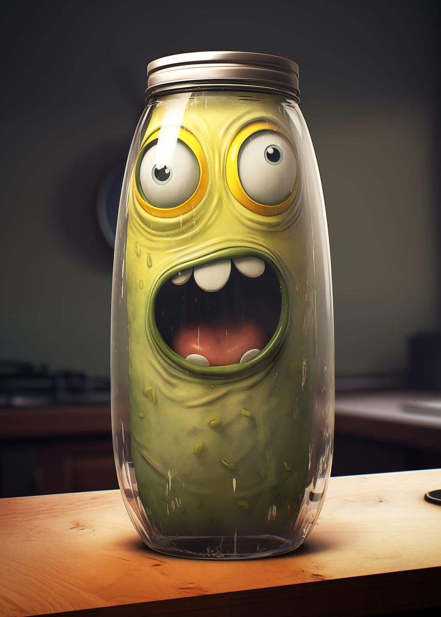 'Pickle Monster in Jar' Poster, picture, metal print, paint by Numidia ...