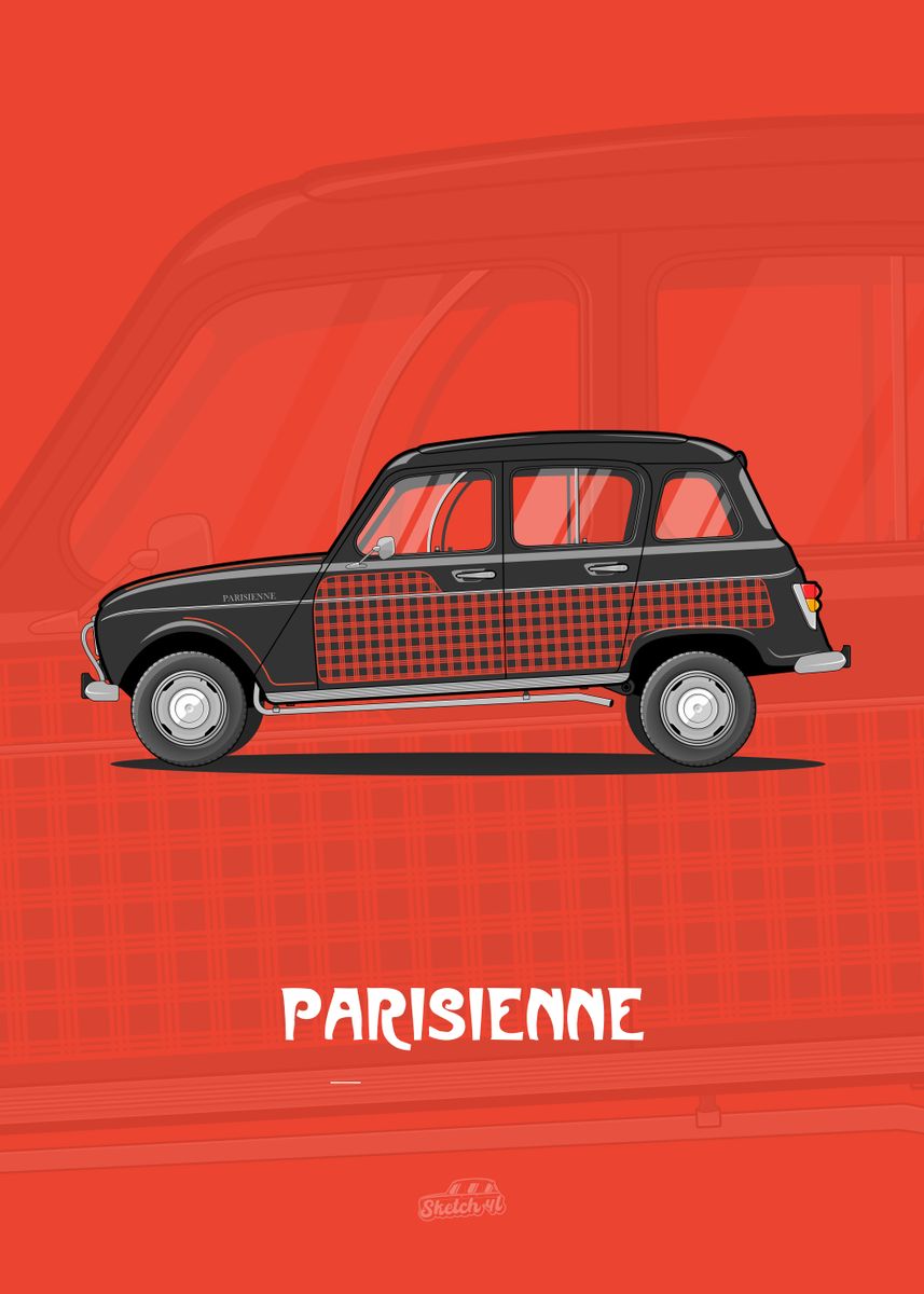 'Renault 4l Parisienne - rouge' Poster, picture, metal print, paint by ...