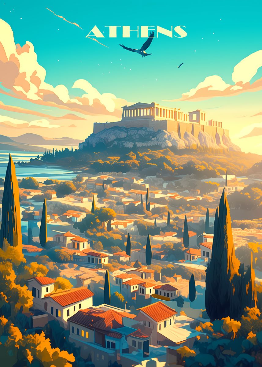 'Athens Cityscape' Poster, picture, metal print, paint by Brice ...