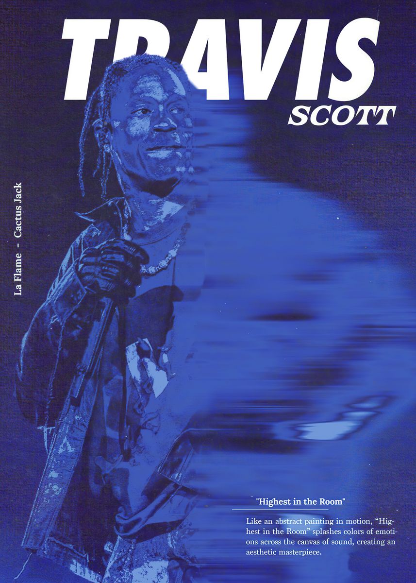 'Travis Scott Abstract Portrait' Poster, picture, metal print, paint by ...