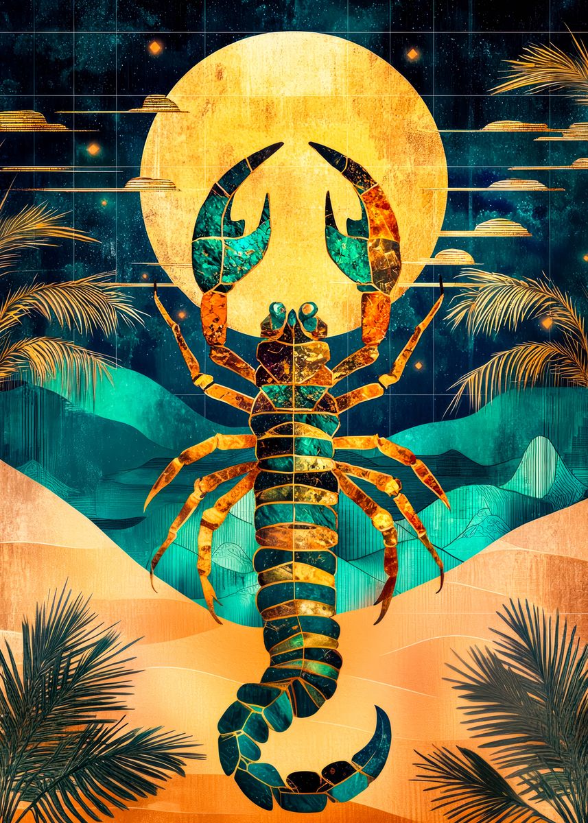 'Midnight Scorpion Desert Aura Art' Poster, picture, metal print, paint ...