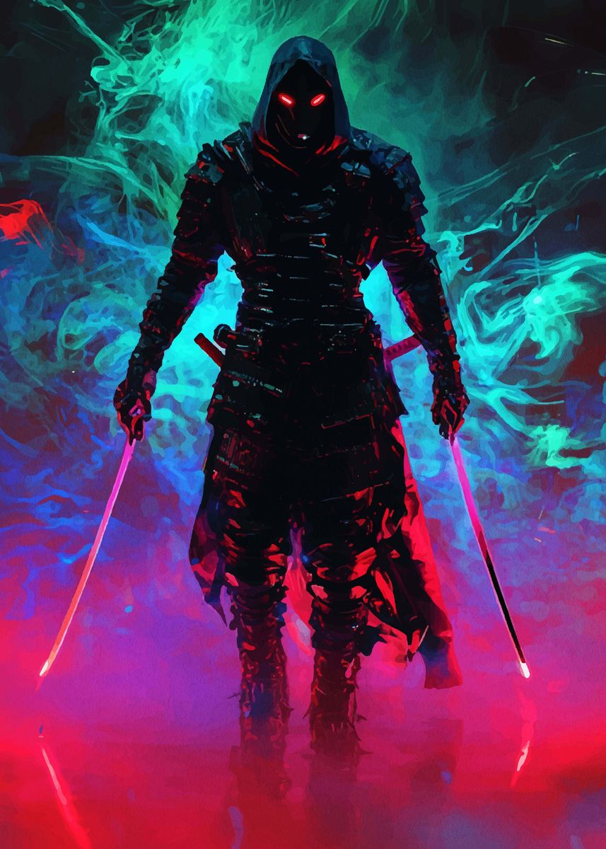'Samurai in Smoke' Poster, picture, metal print, paint by Shae Pace ...
