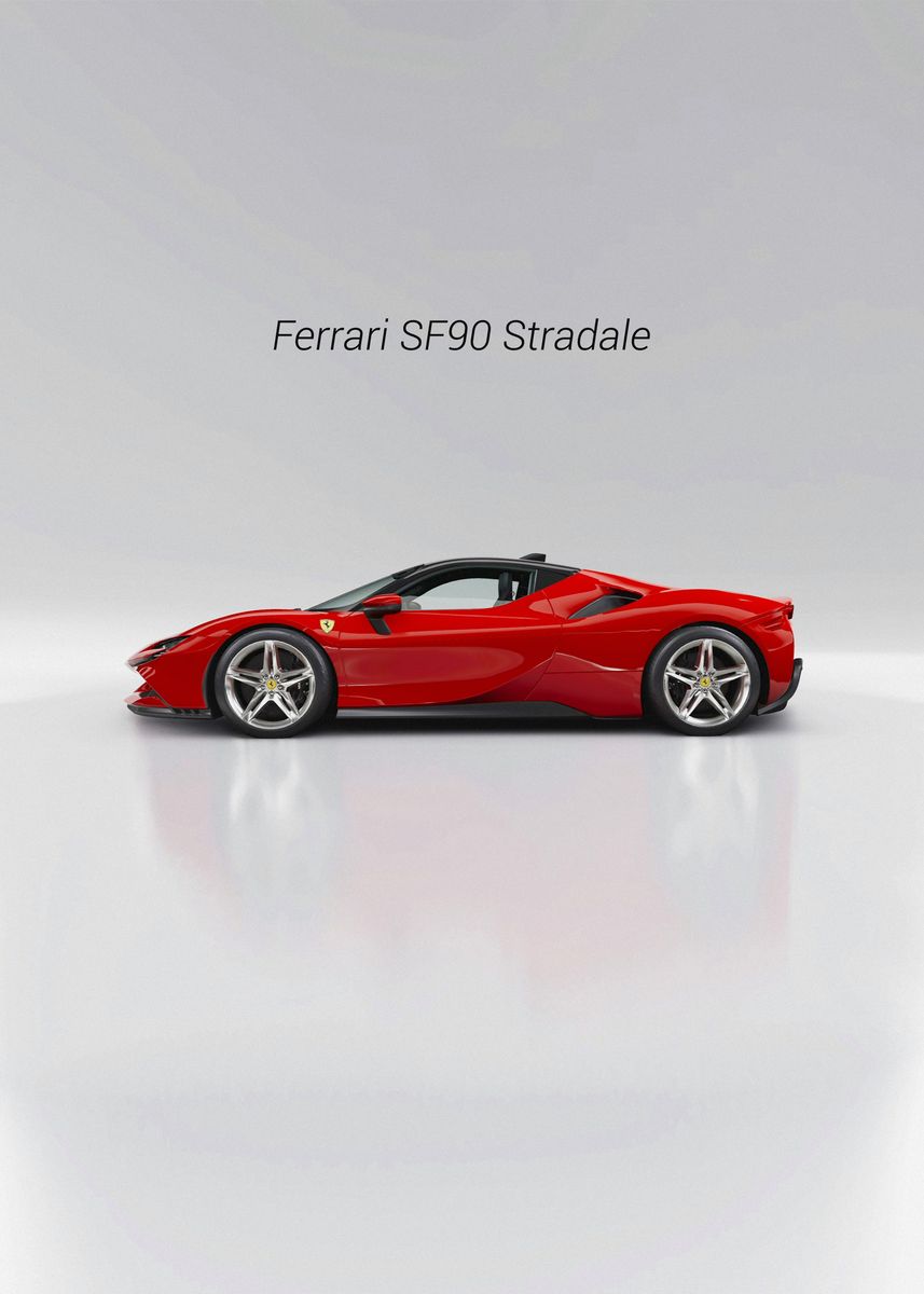 'Ferrari SF90 Stradale' Poster, picture, metal print, paint by One Line ...