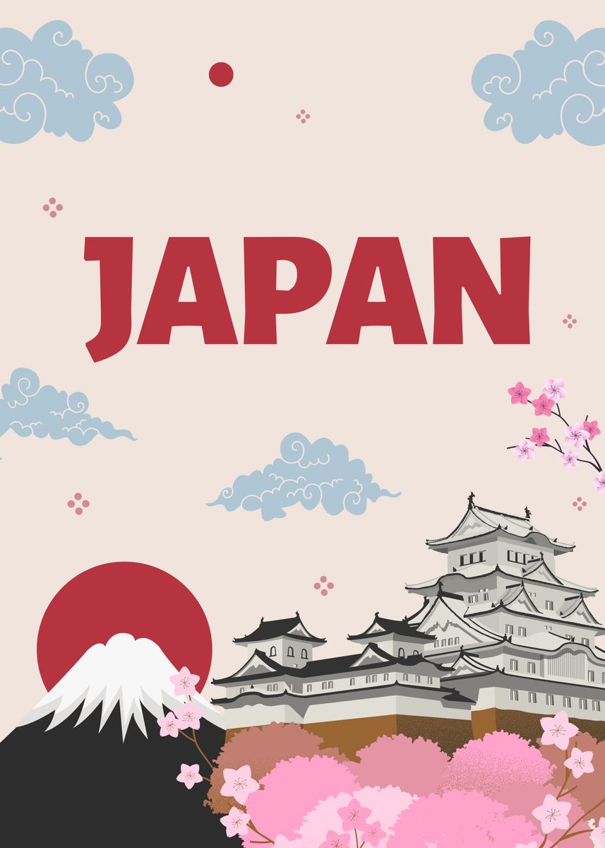 'Japan Travel Poster' Poster, picture, metal print, paint by mohamed ...