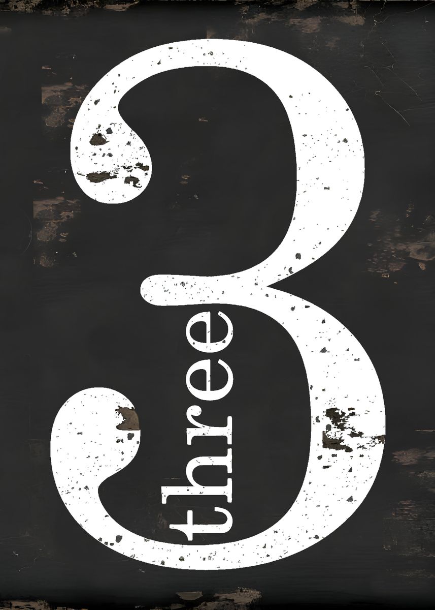 'Number Three Sign' Poster, picture, metal print, paint by seven art ...