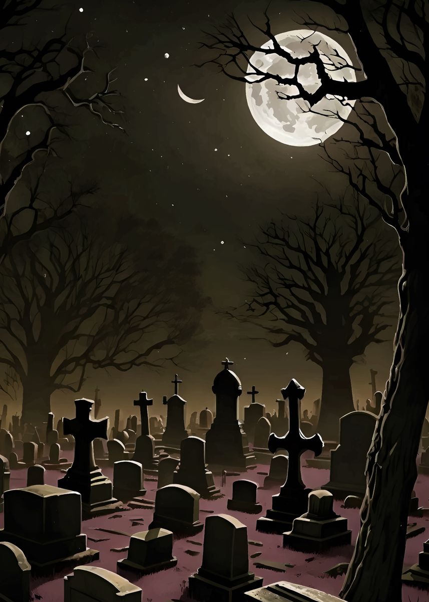 'Graveyard Moonlight' Poster, picture, metal print, paint by khazra ...