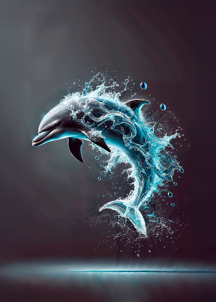 'Dolphin Water Splash' Poster, picture, metal print, paint by shakes ...
