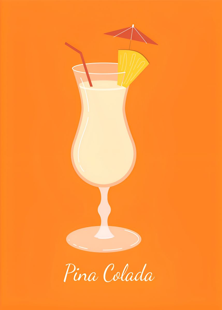 'Pina Colada Cocktail retro' Poster, picture, metal print, paint by Top ...