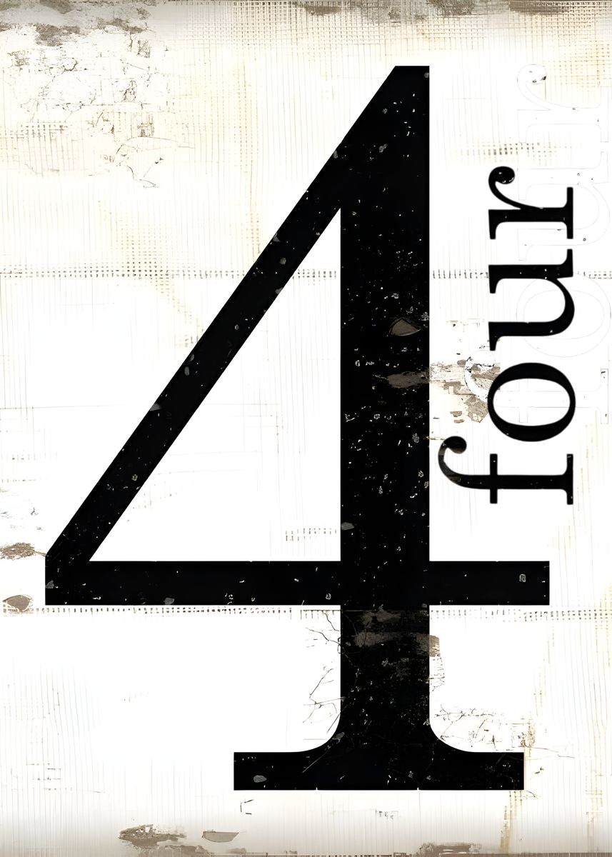 'Number Four Wall Art' Poster, picture, metal print, paint by seven art ...