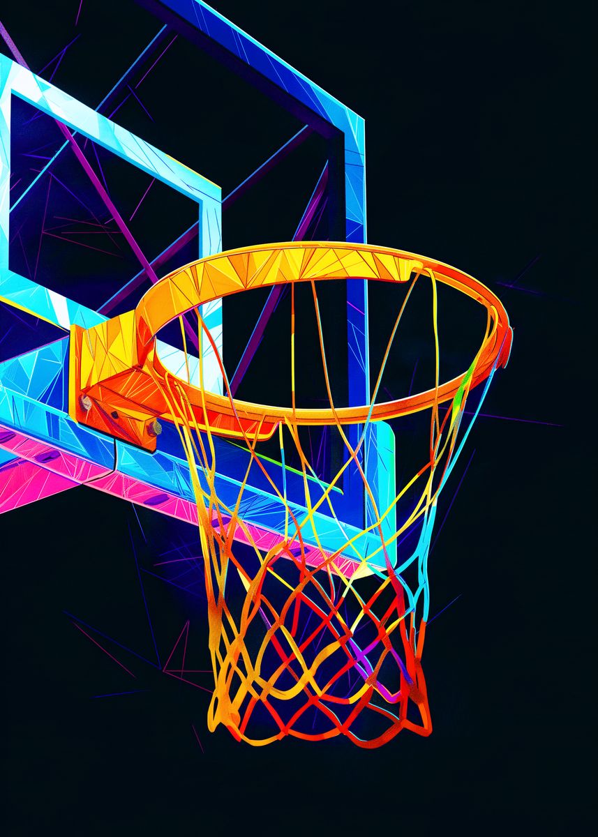 'Neon Basketball Hoop' Poster, picture, metal print, paint by dedeart ...