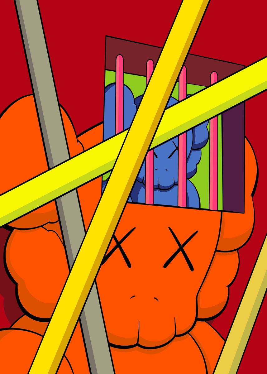 'KAWS Figure with Bars' Poster, picture, metal print, paint by Biopic ...