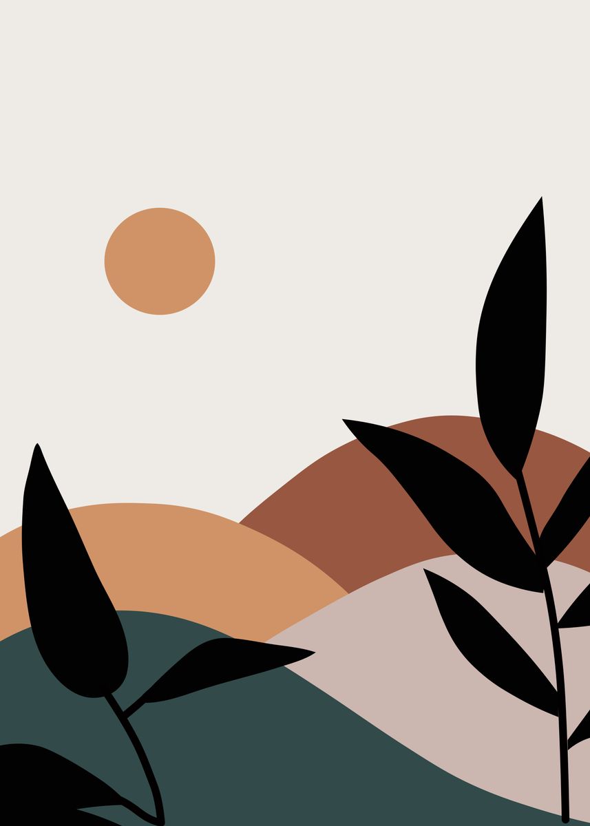 'Abstract Landscape with Sun' Poster, picture, metal print, paint by ...