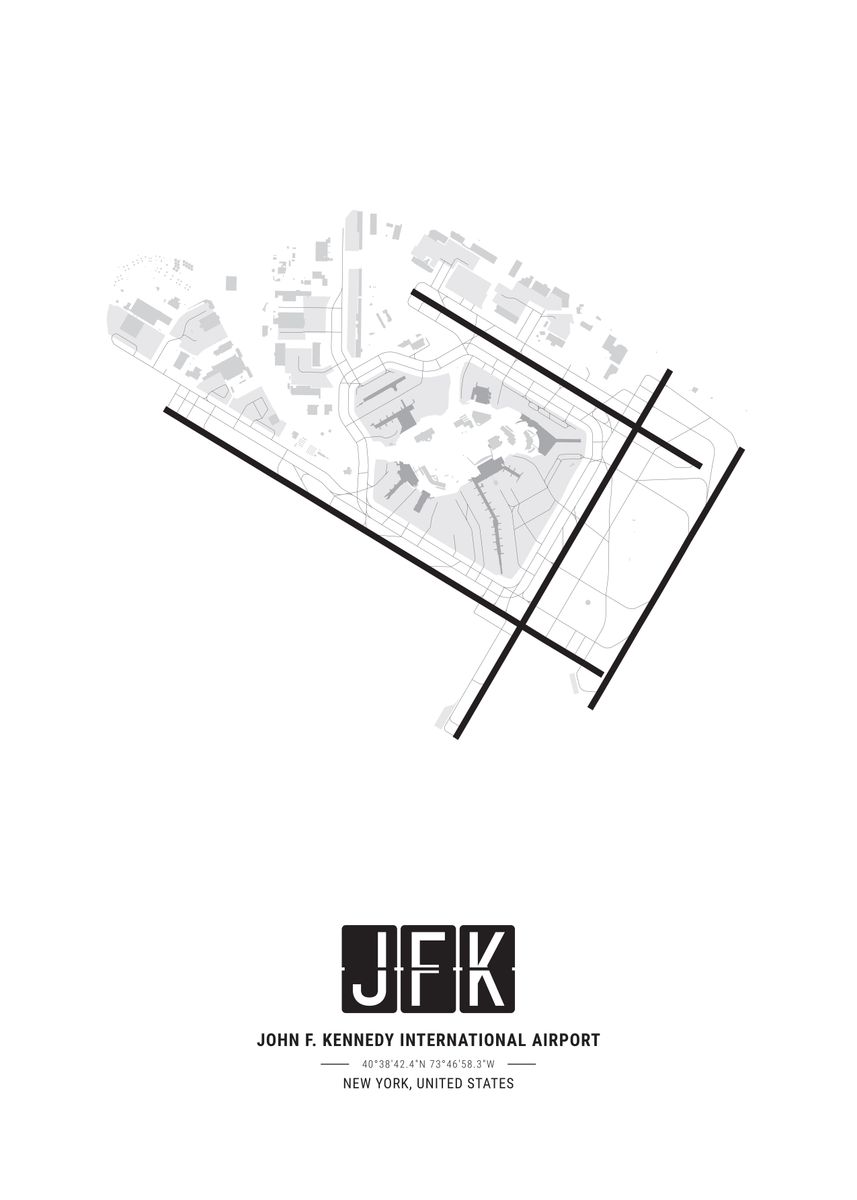 'JFK Airport Layout' Poster, picture, metal print, paint by Conceptual ...