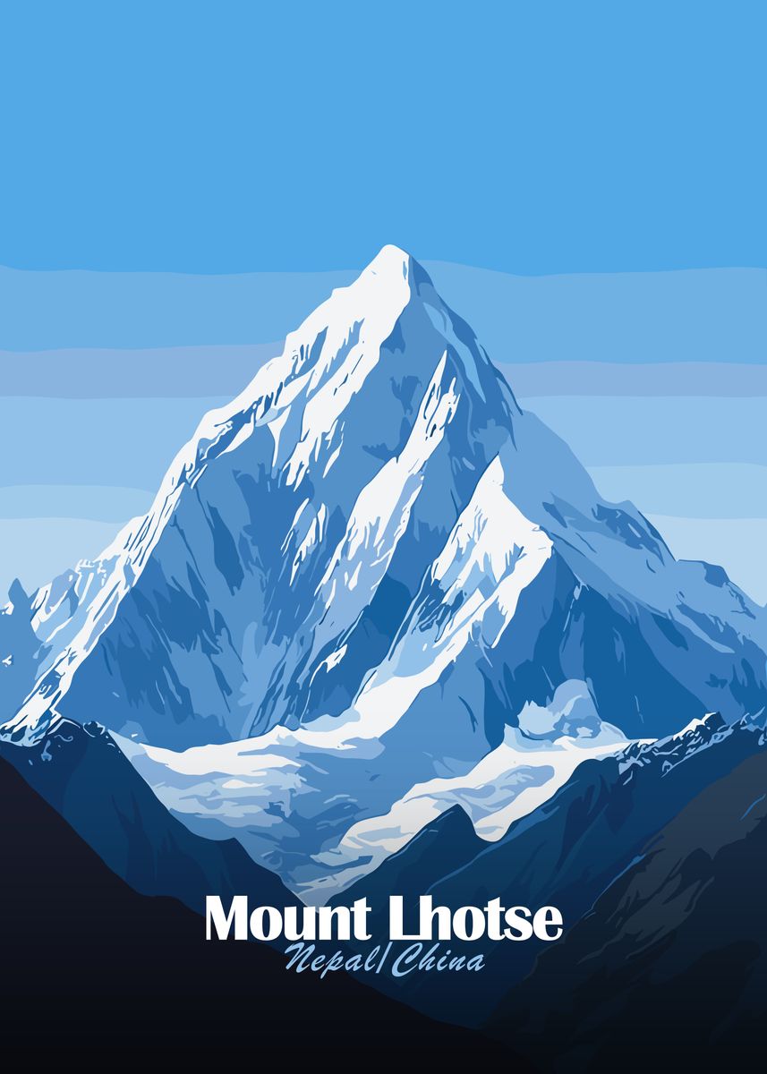 'Mount Lhotse Illustration' Poster, picture, metal print, paint by ...