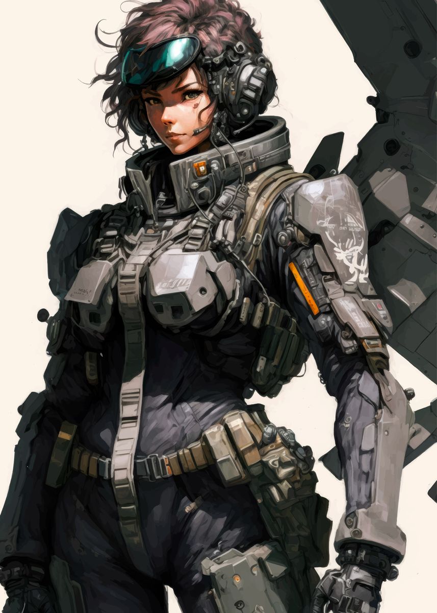 'Female Cyborg Soldier' Poster, picture, metal print, paint by ...