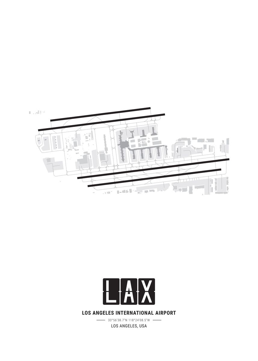 'LAX Airport Layout' Poster, picture, metal print, paint by Conceptual ...