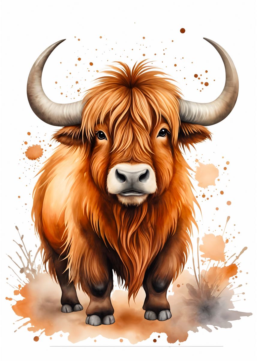'Yak Watercolor' Poster, picture, metal print, paint by Yahya Art ...
