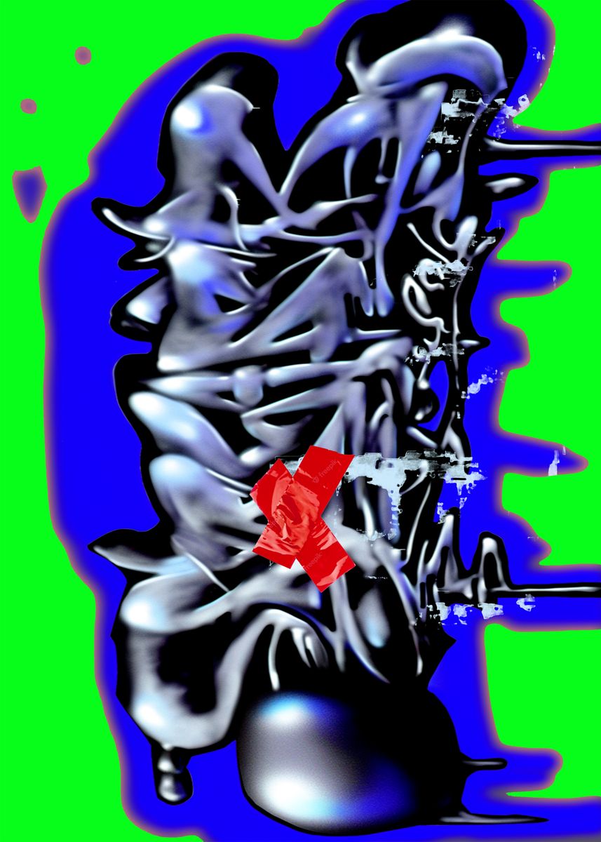 'Graffiti Absurdism 1 (Digital Airbrushing on Green & Blue)' Poster ...