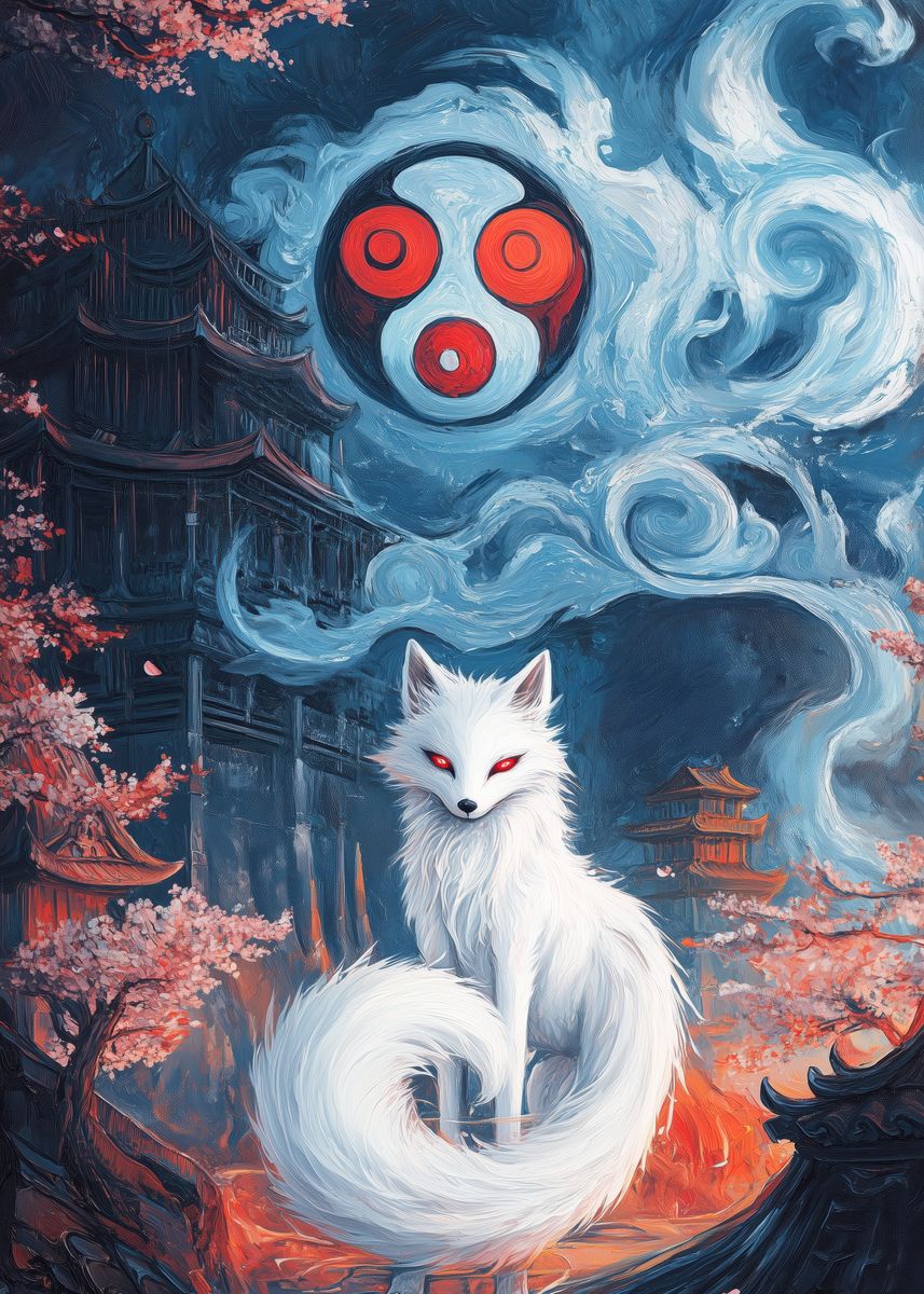 'Fox in Japanese Temple' Poster, picture, metal print, paint by ...