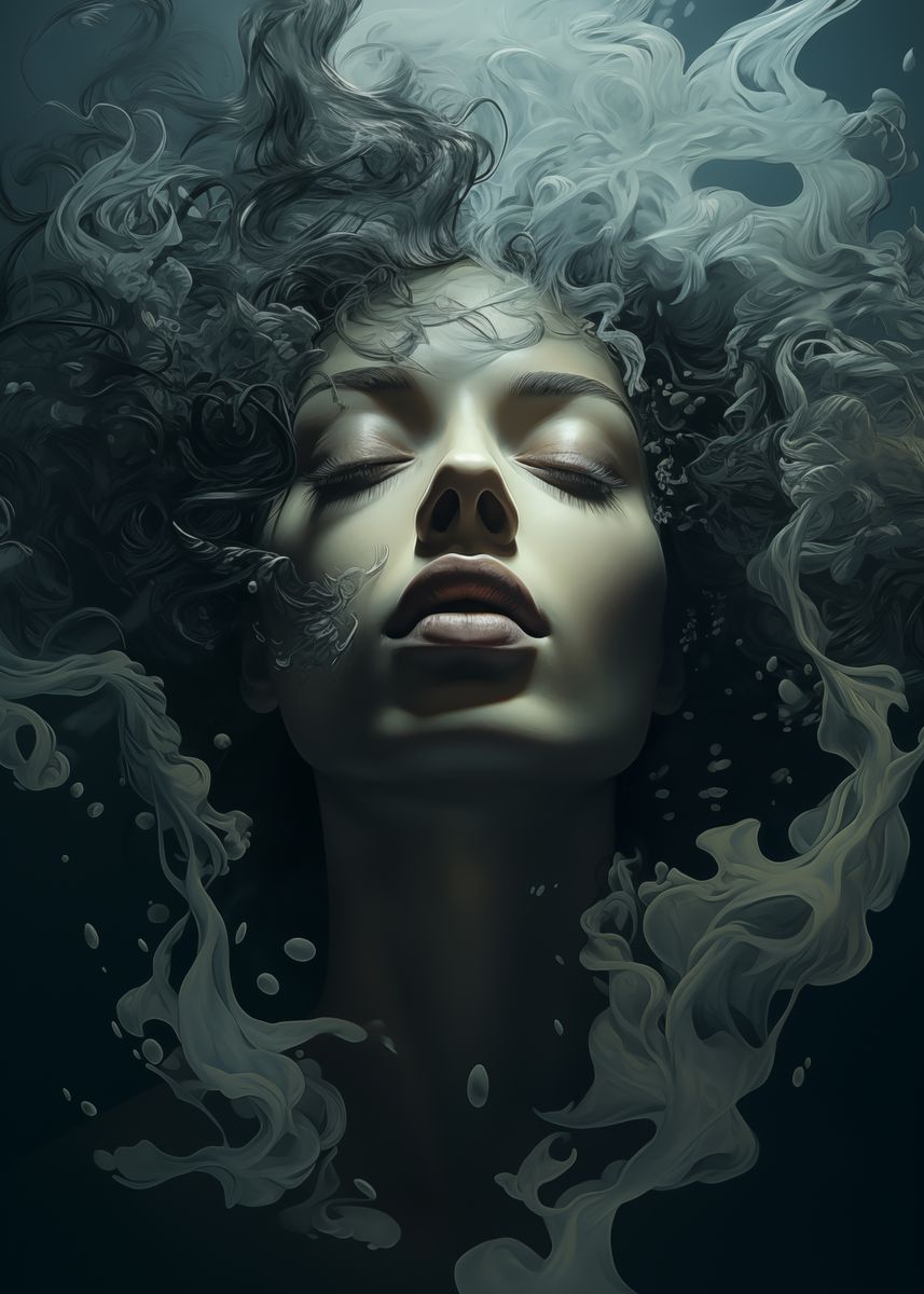'Surreal Woman in Smoke' Poster, picture, metal print, paint by Finnick ...