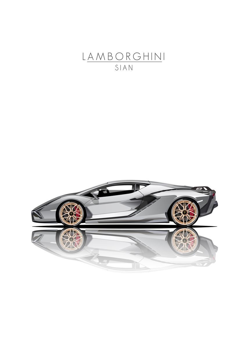 'Lamborghini Sian Side View' Poster, picture, metal print, paint by ...