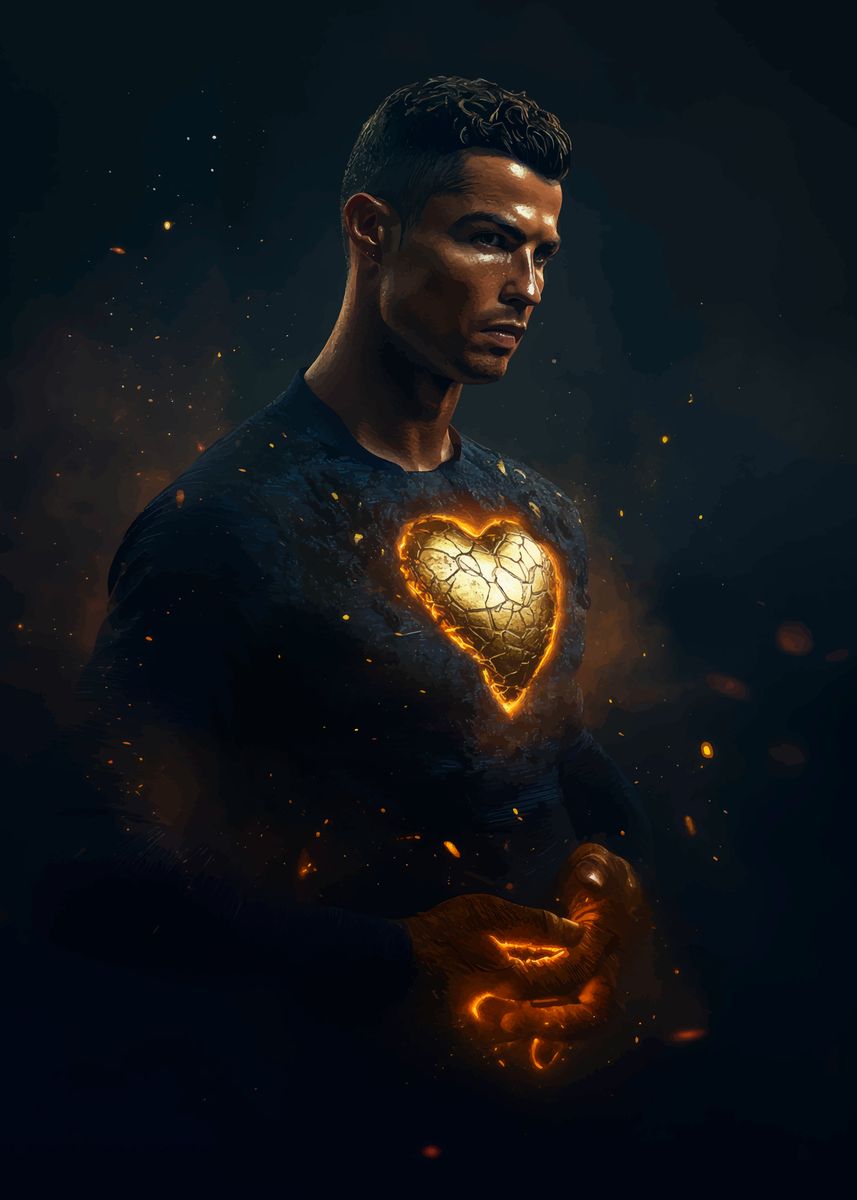 'Cristiano Ronaldo Heart of Fire' Poster, picture, metal print, paint ...