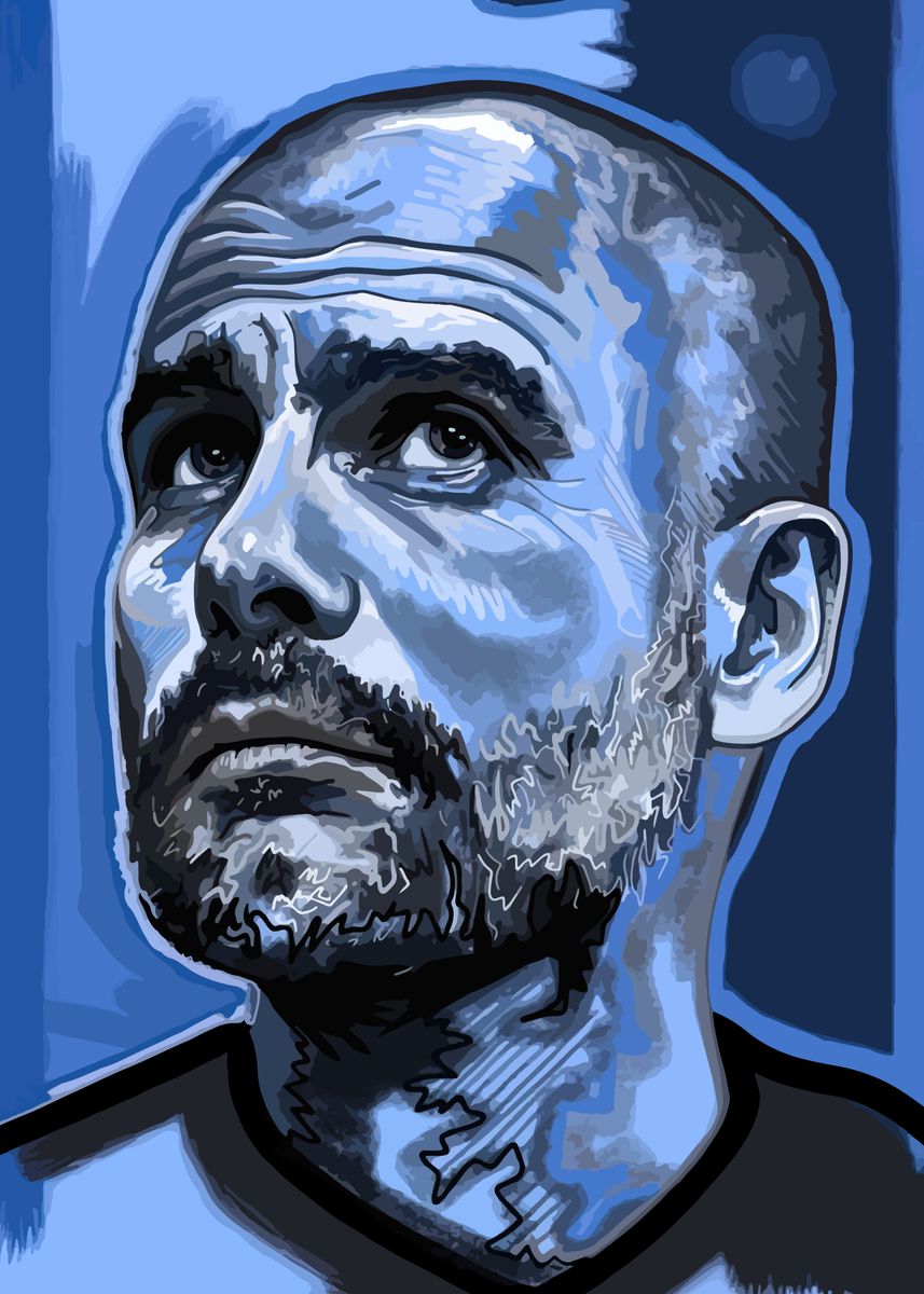 'Pep Guardiola Portrait' Poster, picture, metal print, paint by foulss ...