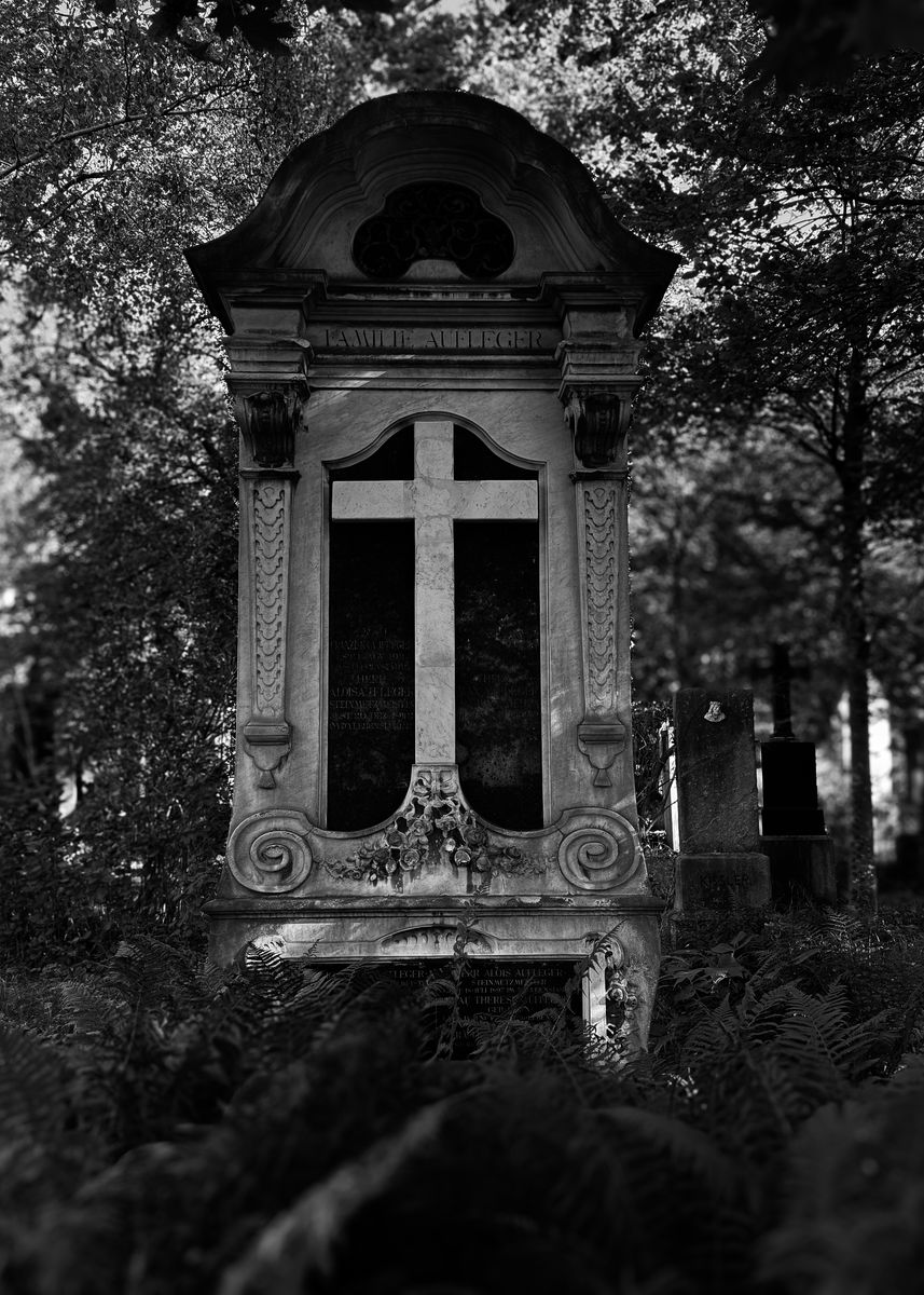 'Ornate Gravestone with Cross' Poster, picture, metal print, paint by ...