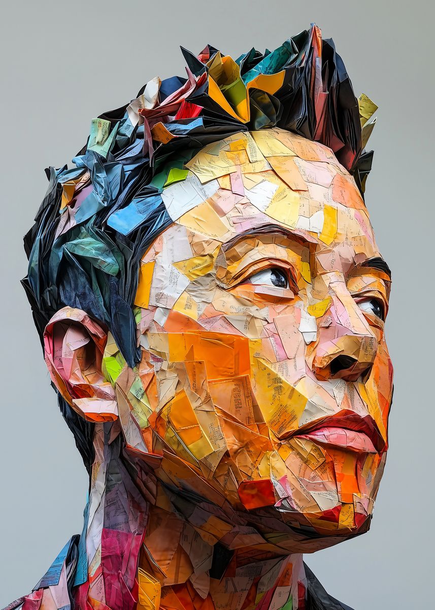'Elon Musk Paper Mosaic Portrait' Poster, picture, metal print, paint ...
