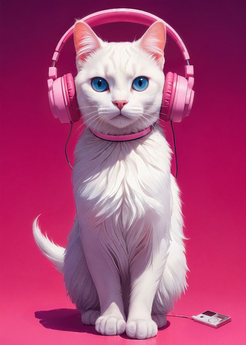 'Music-Loving Cat' Poster, picture, metal print, paint by Christian ...