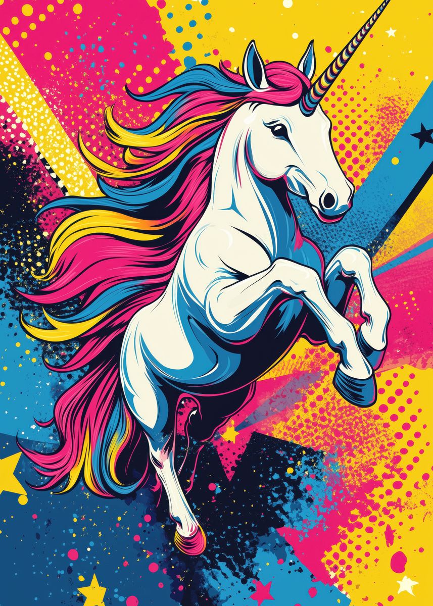'Rainbow Unicorn Pop Art' Poster, picture, metal print, paint by Design ...