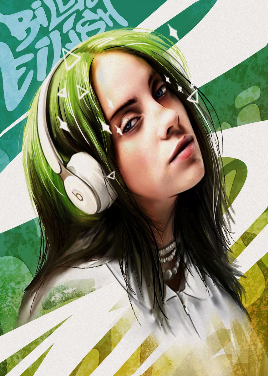 'Billie Eilish Digital Art' Poster, picture, metal print, paint by ...