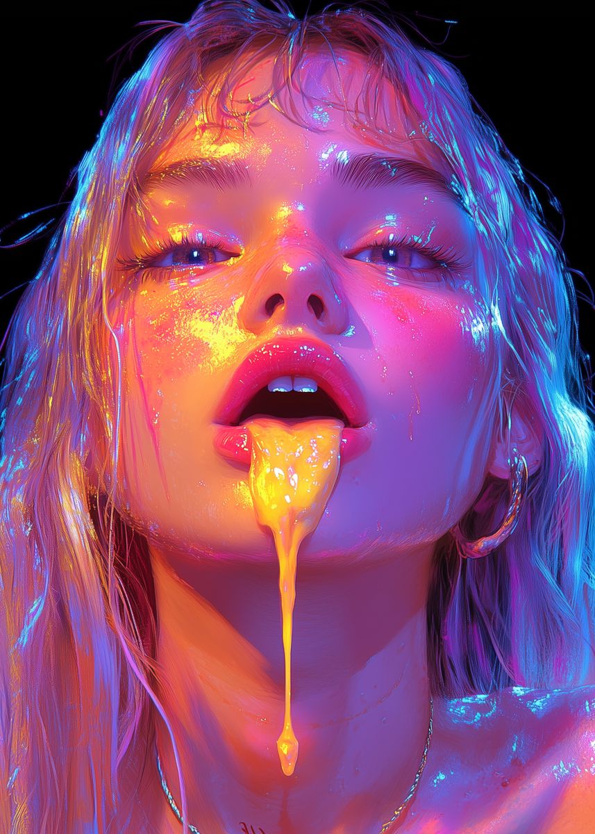 'Neon Drip' Poster, picture, metal print, paint by navion | Displate