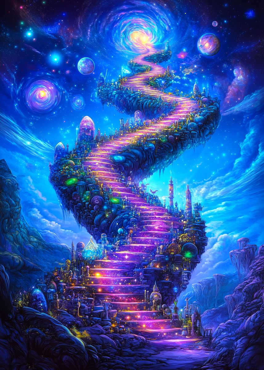 'Celestial Stairway to Heaven' Poster, picture, metal print, paint by ...