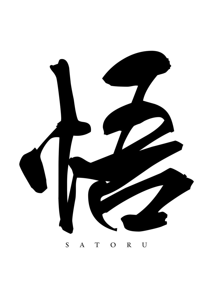 'Satoru Japanese Calligraphy Word Text Cool' Poster, picture, metal ...