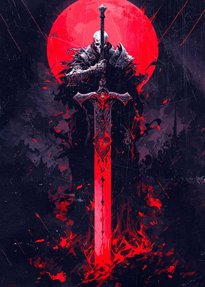 'Dark Knight with Sword' Poster, picture, metal print, paint by Erwan Felani | Displate