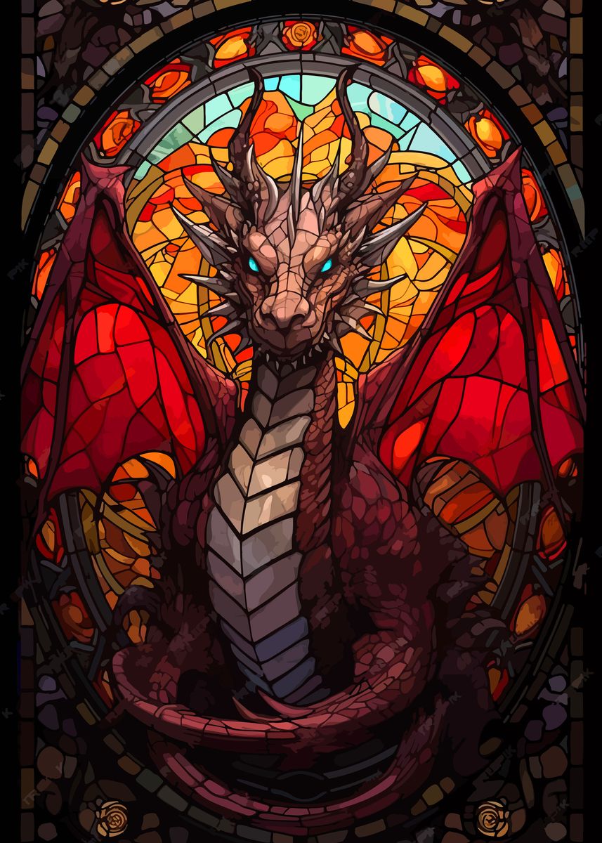 'Stained Glass Dragon' Poster, picture, metal print, paint by P Art ...