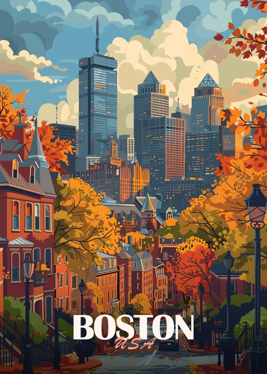 'Boston Skyline Autumn' Poster, picture, metal print, paint by Mason ...