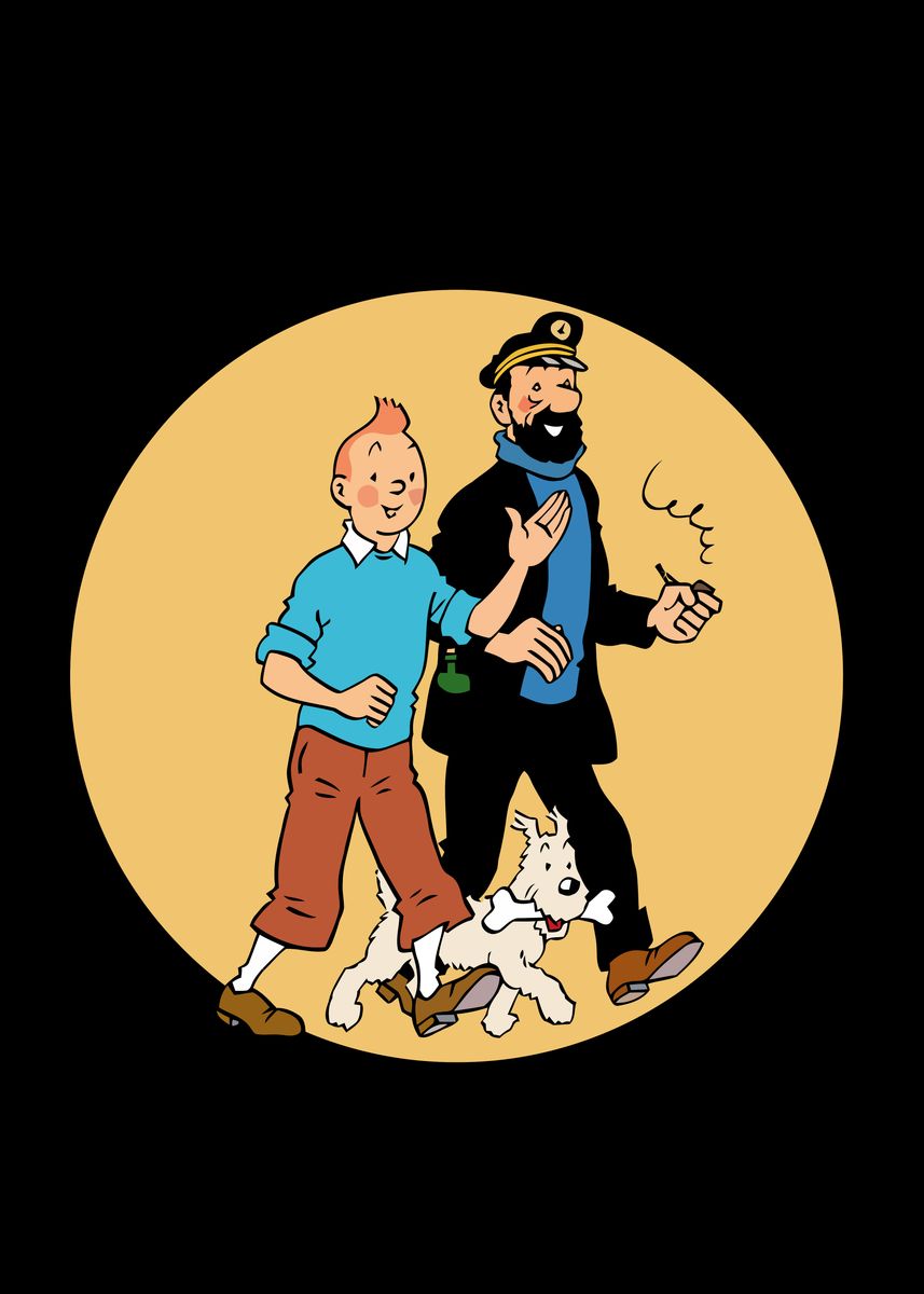 'Tintin and Captain Haddock' Poster, picture, metal print, paint by ...